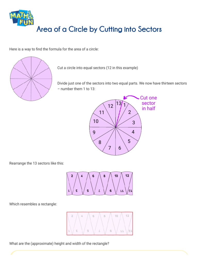 Area of A Circle by Cutting Into Sectors | PDF | Area | Geometry