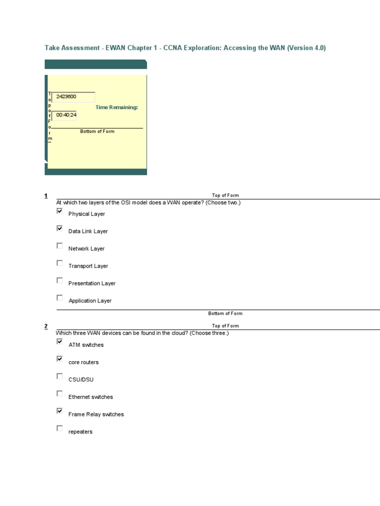 Take Assessment Ewan Chapter 1 Ccna Exploration Accessing The Wan