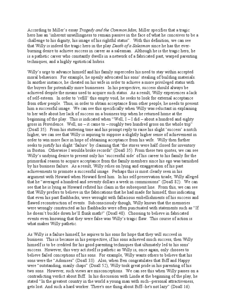 Death of A Salesman Essay | PDF | Psychological Concepts