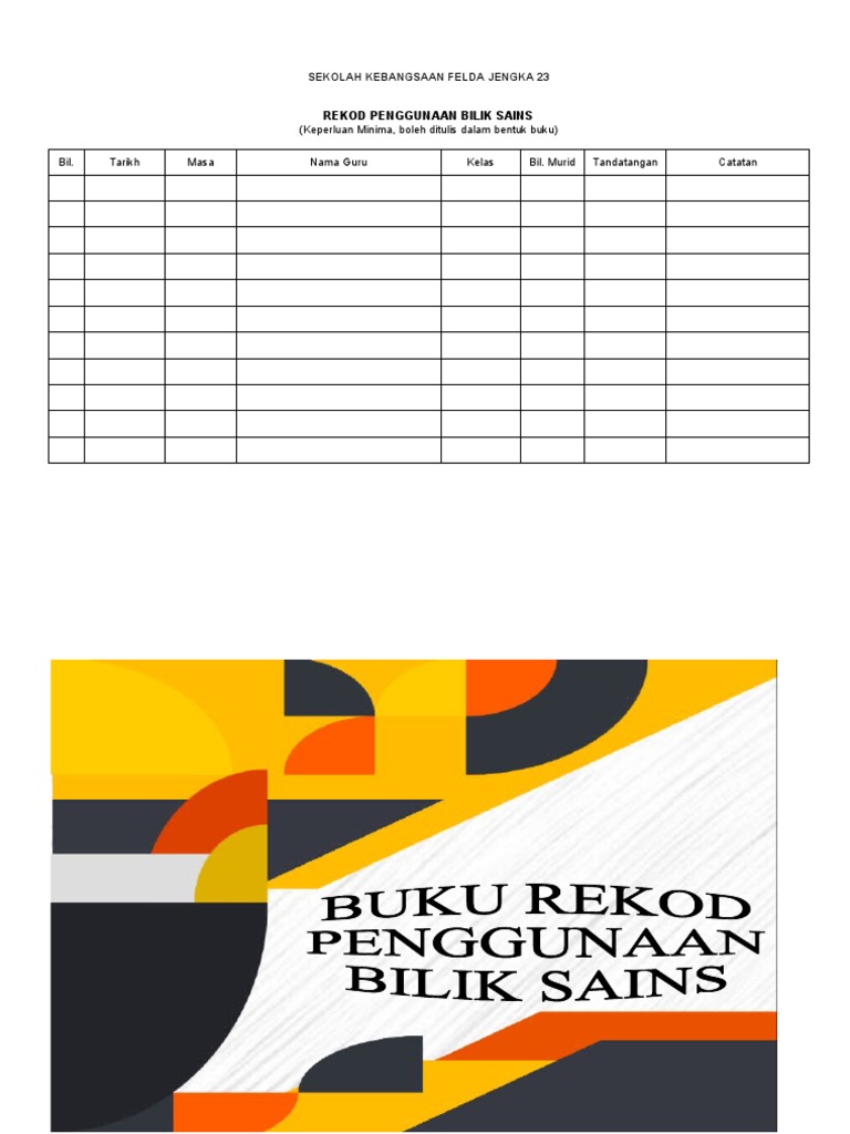 PK 03 1 Rekod Penggunaan Bilik Khas | PDF