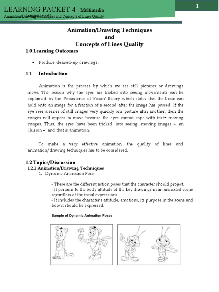 Packet 4 Lecture - AnimationDrawing Techniques | PDF | Drawing | Animation