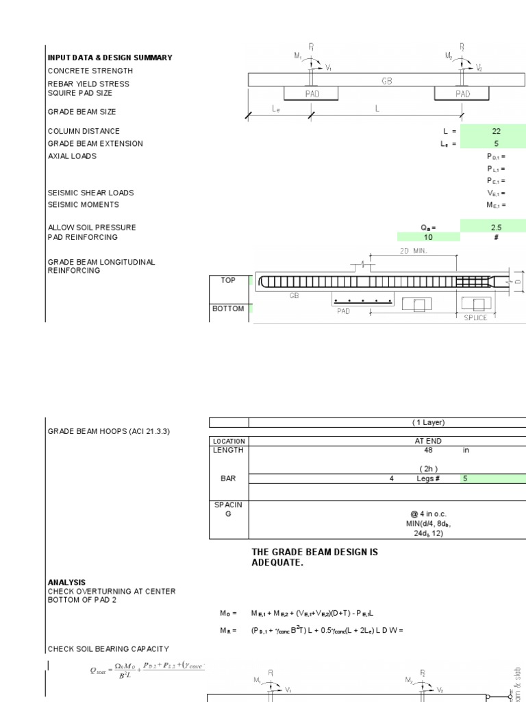 Concrete Grade Beam Design Summary | PDF | Beam (Structure) | Building ...