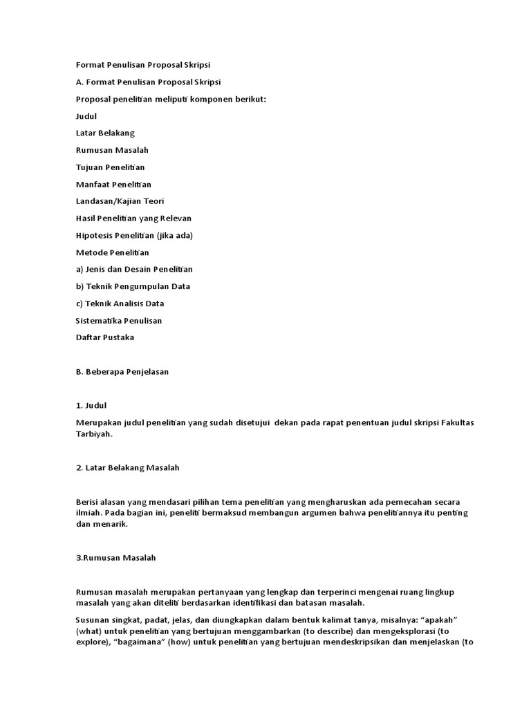 Format Penulisan Proposal Skripsi | PDF