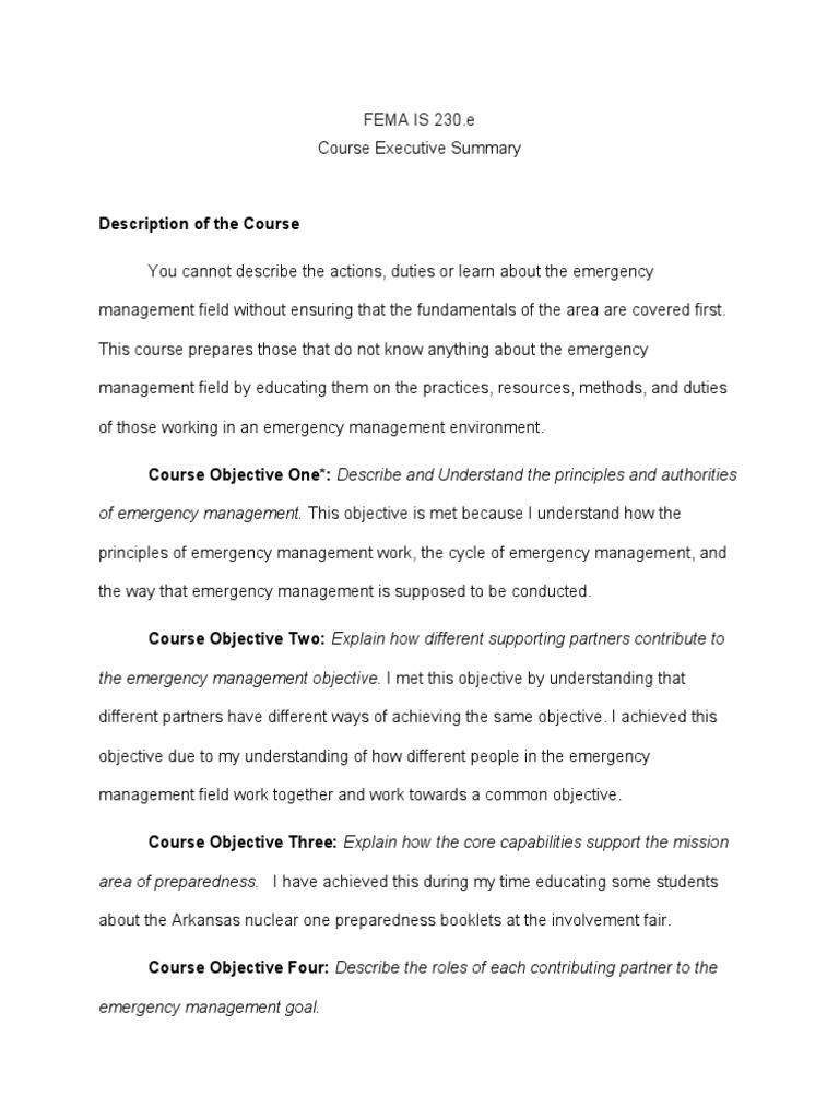 Fema Is Executive Summary - 230 | PDF | Emergency Management | Emergency
