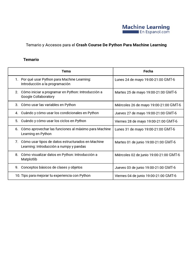 Crash Course Python para Machine Learning | PDF
