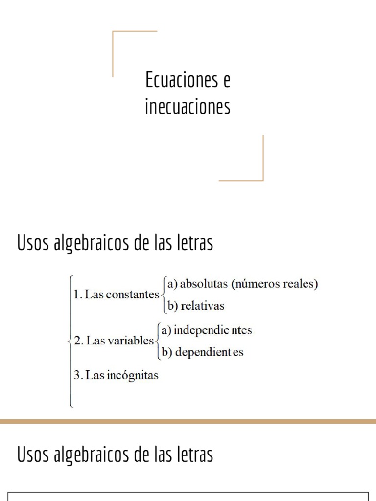 Ecuaciones e Inecuaciones | PDF | Ecuaciones | Desigualdad (Matemáticas)