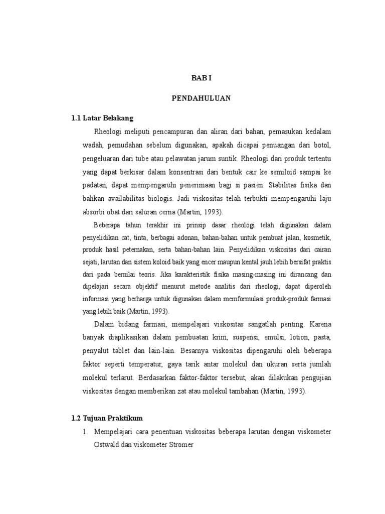 VISKOMETRI DAN PENGARUHNYA TERHADAP KARAKTERISTIK SEDIAAN FARMASI | PDF
