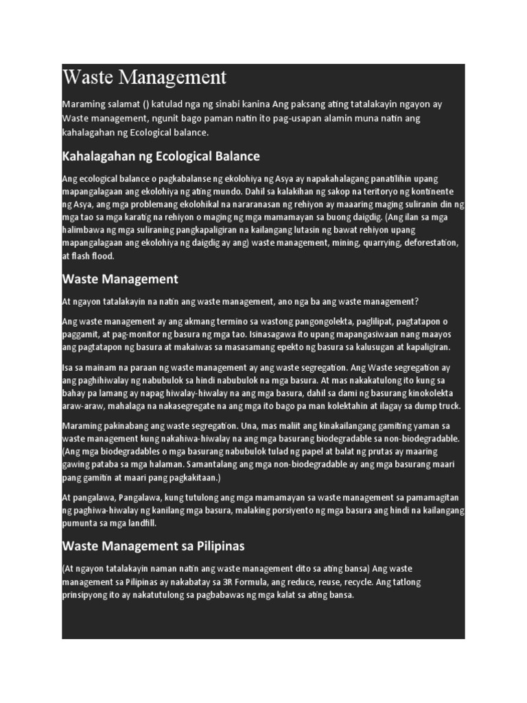 Waste Management | PDF