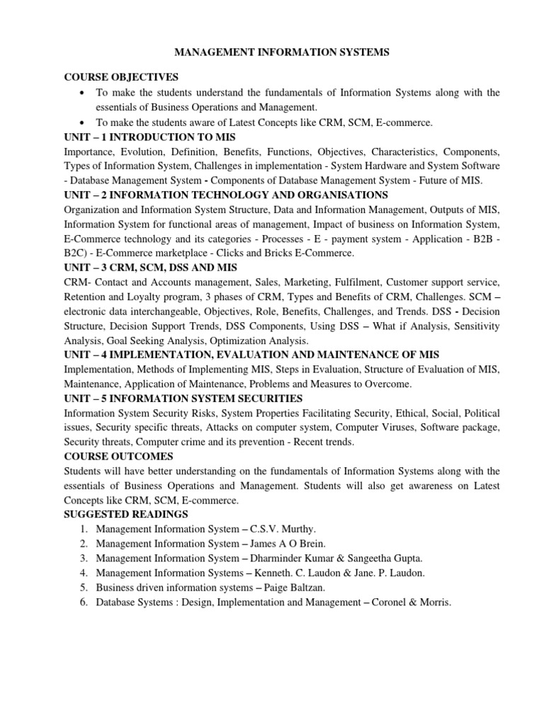 Management Information Systems Overview | PDF | Management Information ...