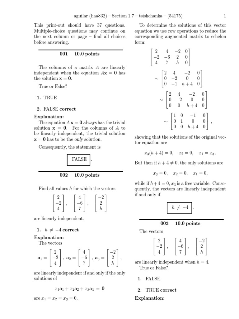 Linear Algebra Practice Problems M340L UT Austin | PDF | Matrix (Mathematics) | Geometry