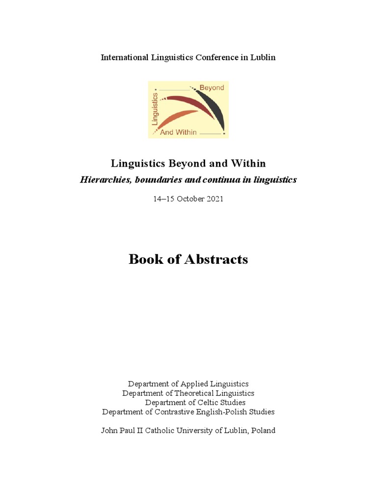 Book of Abstracts: Linguistics Beyond and Within | Download Free PDF ...