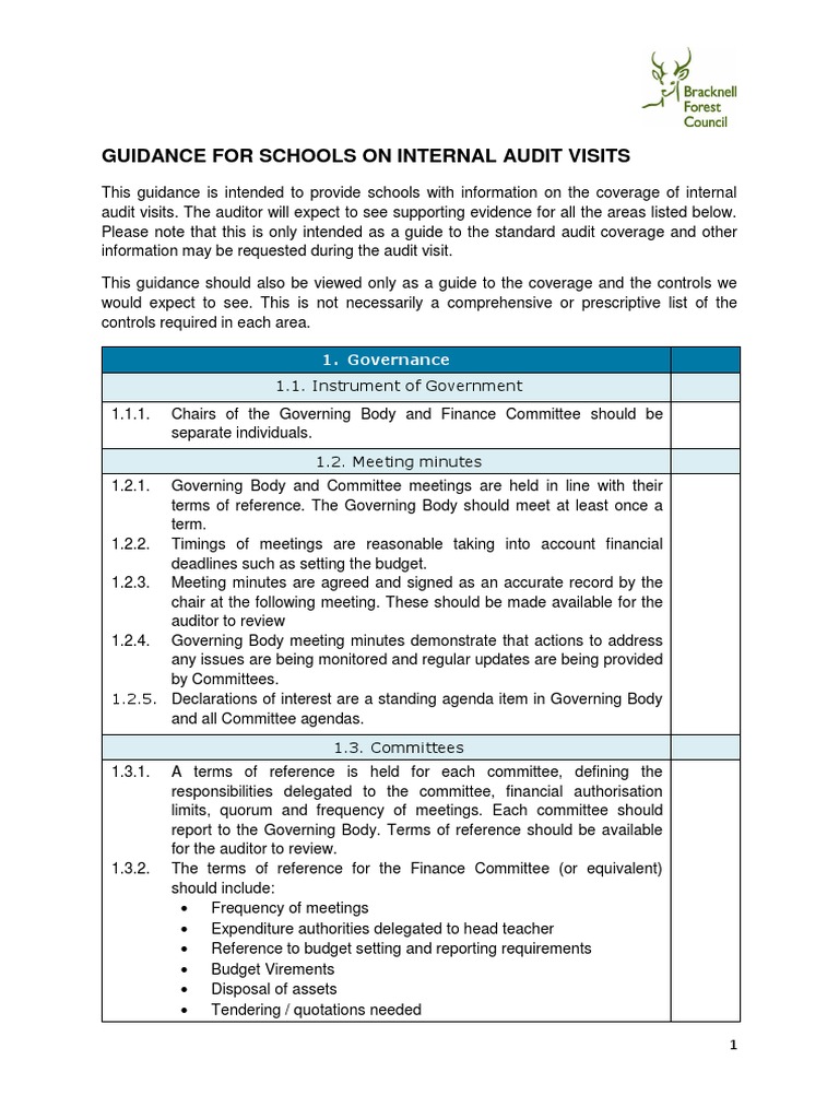 School Audit Focus Checklist | PDF | Audit | Invoice