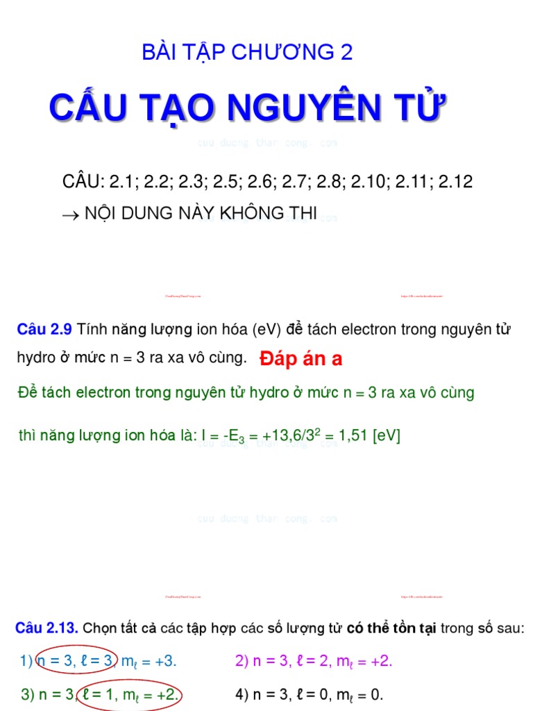 Hoa Dai Cuong - Bai Tap Cautao Nguyen Tu (Cuuduongthancong - Com) | PDF