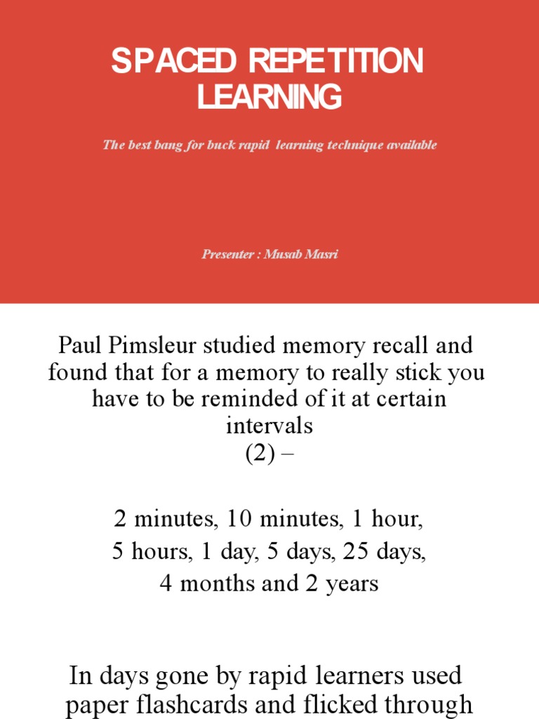 Spaced Repitition Learning | PDF