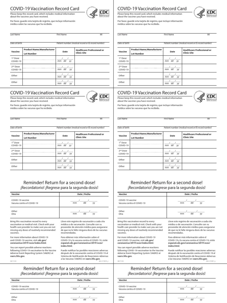 COVID Vaccine Record Card | PDF | Medicine | Biotechnology