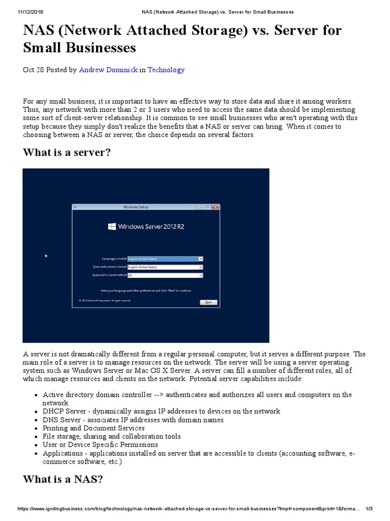 NAS vs. Server for Small Businesses | PDF | Server (Computing ...
