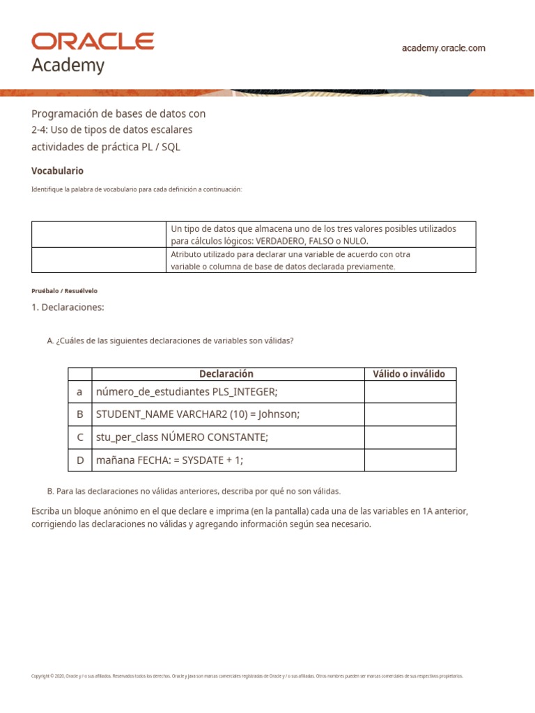 PLSQL 2 4 Practice - En.es | PDF | Tecnologías de la información | Pl / Sql PLSQL 2 4 Practice - En.es | PDF | Tecnologías de la información | Pl / Sql