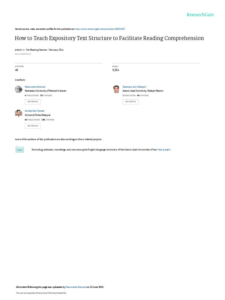 How To Teach Expository Text Structure To Facilitate Reading ...