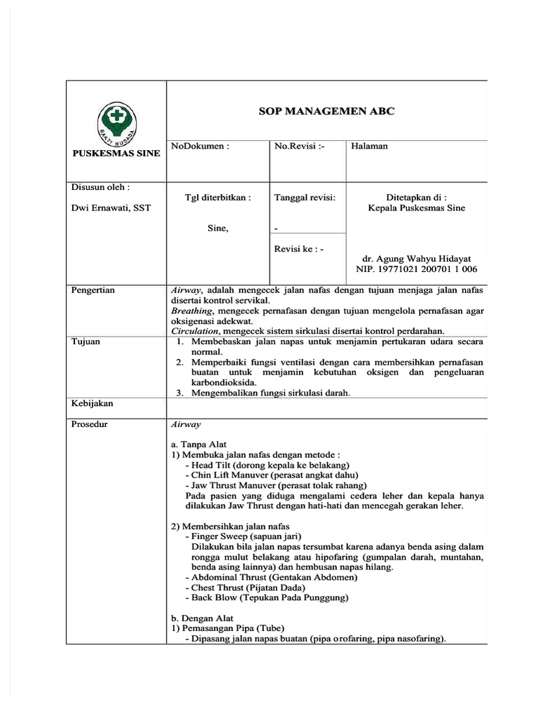SOP MANAGEMEN ABC | PDF