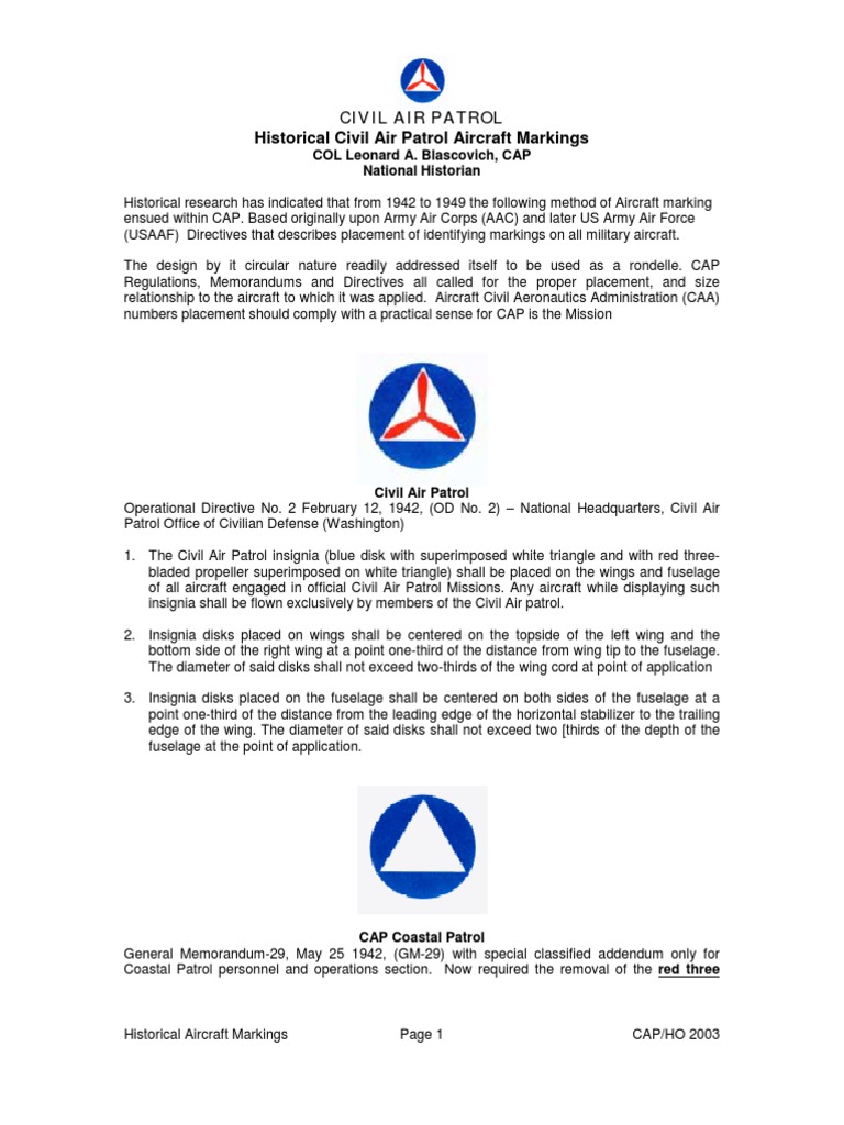 Civil Air Patrol WWII Aircraft Markings | PDF | Civil Air Patrol ...