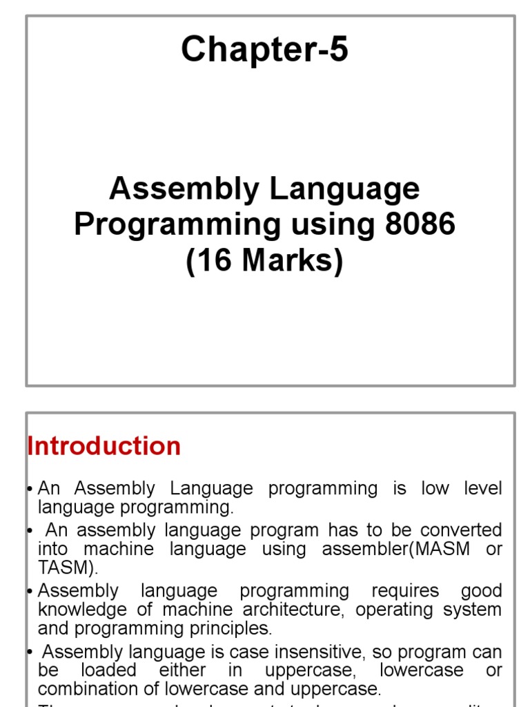 Chapter-5: Assembly Language Programming Using 8086 (16 Marks) | PDF | Assembly Language ...