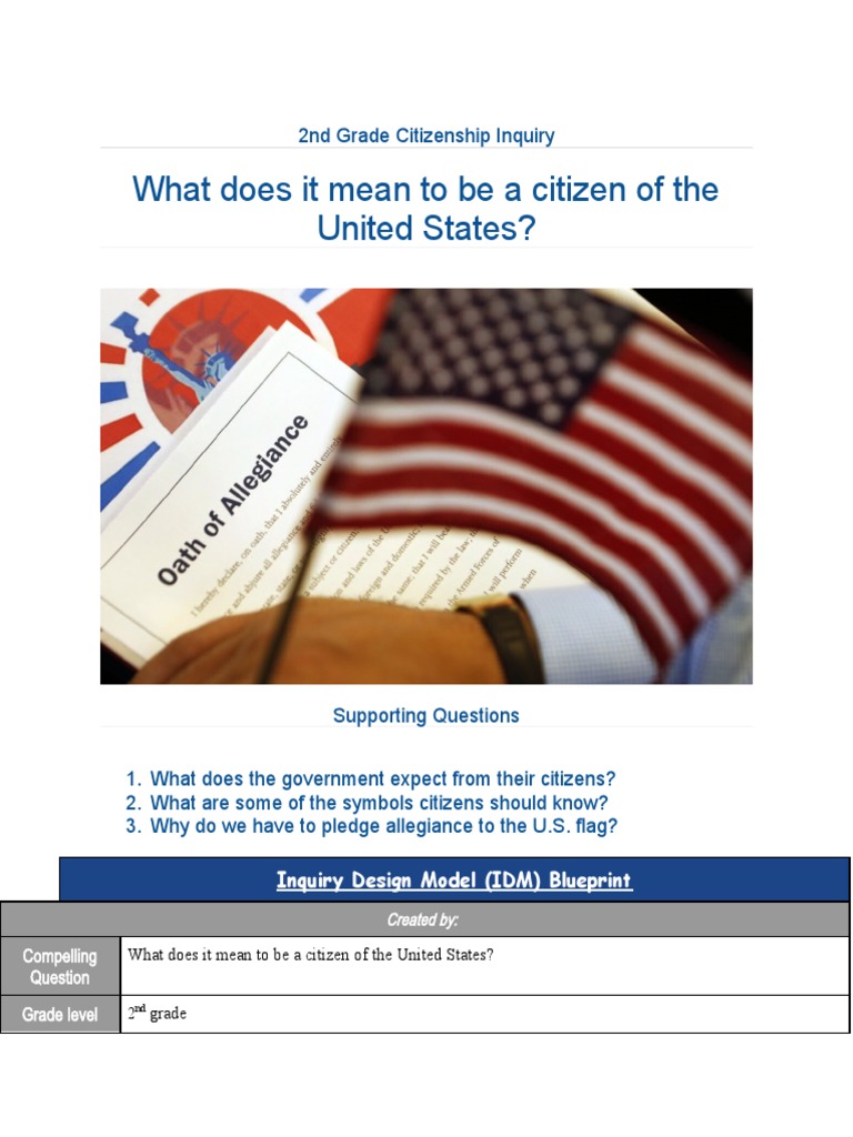 What Does It Mean To Be A Citizen of The United States?: 2nd Grade ...