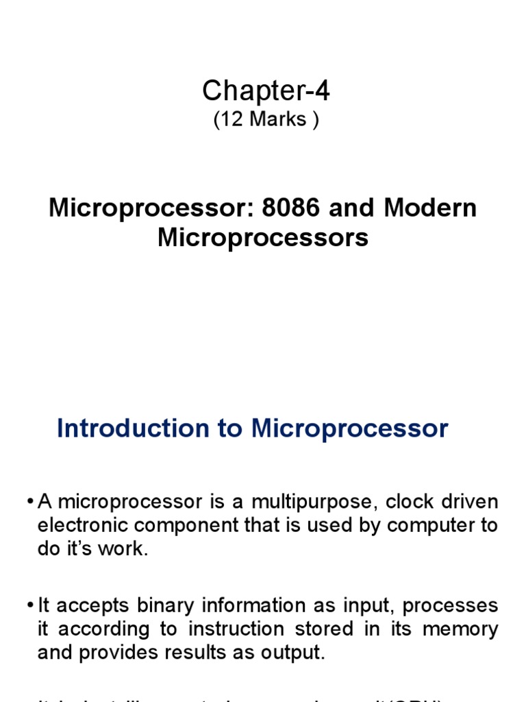 Chapter-4: Microprocessor: 8086 and Modern Microprocessors | PDF | Central Processing Unit ...