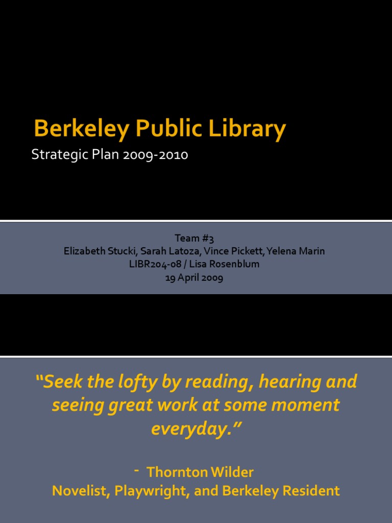 Berkeley Public Library: Strategic Plan 2009-2010 | PDF | Libraries ...