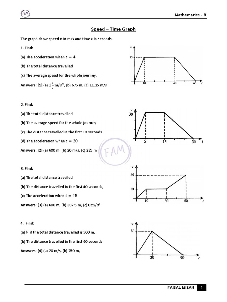 Speed-Time Graph Calculations | PDF | Speed | Acceleration
