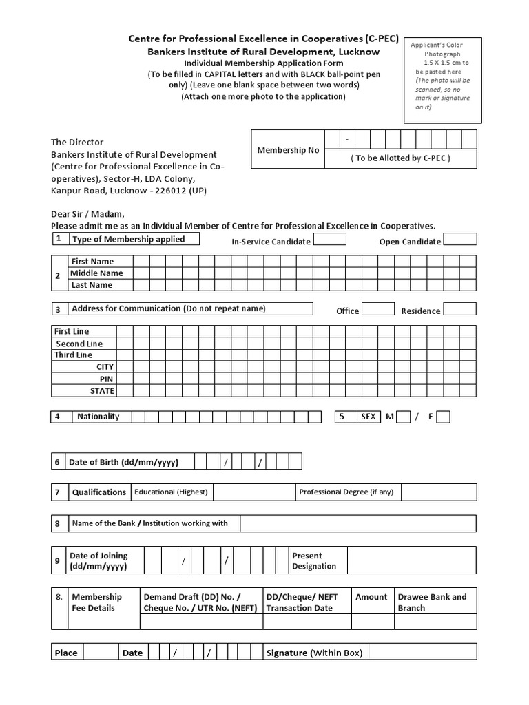 Individual Membership Form | PDF | Banks | Government
