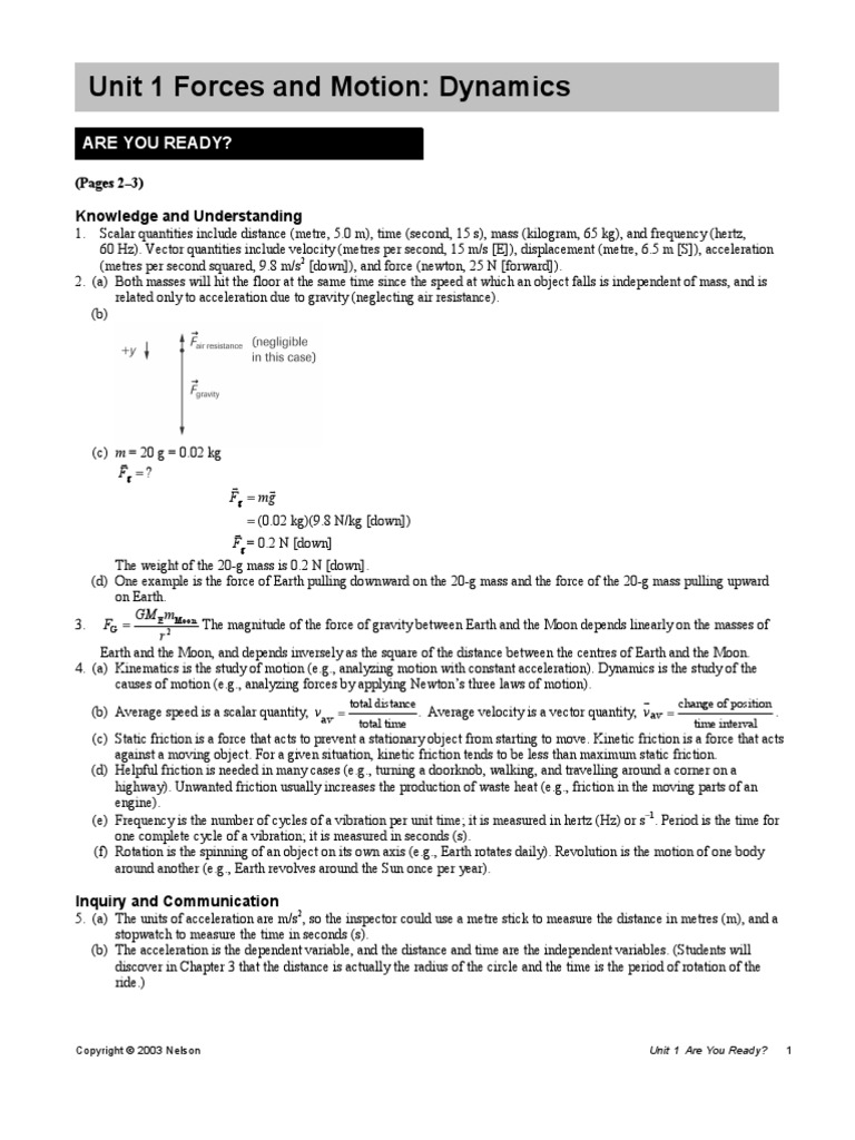 Physics Unit 1 Ans | PDF | Speed | Acceleration