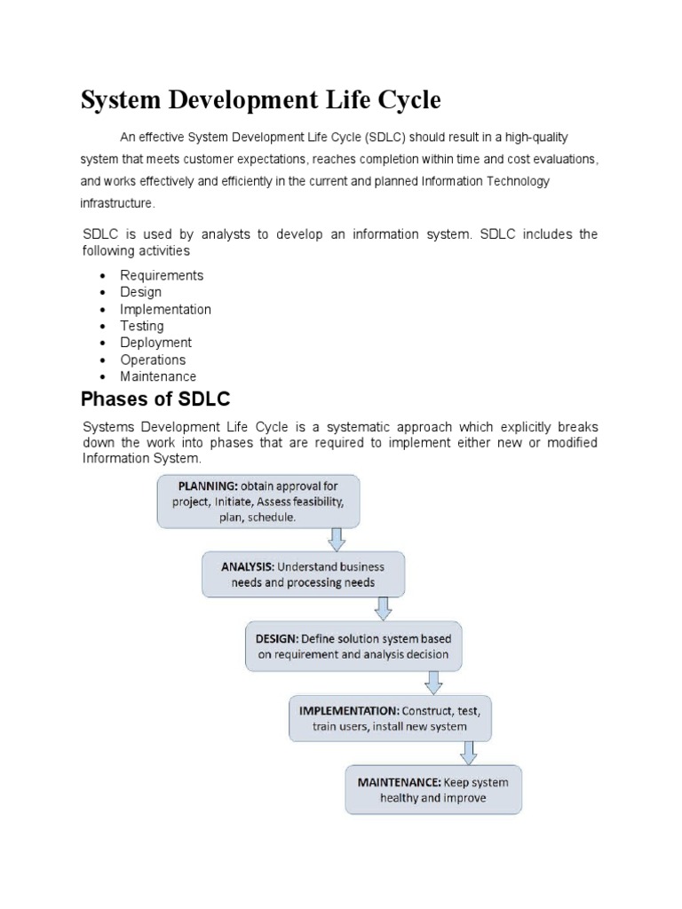 System Development Life Cycle | PDF | Computer Science | Systems ...