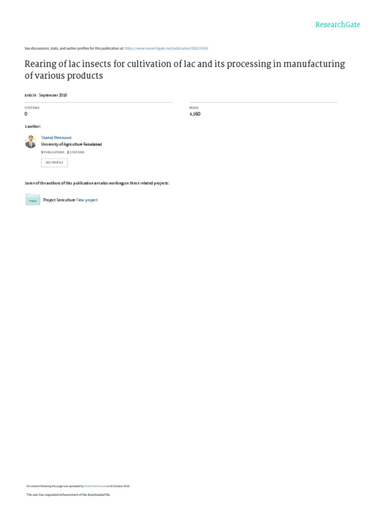 Rearing of Lac Insects For Cultivation of Lac and Its Processing in ...