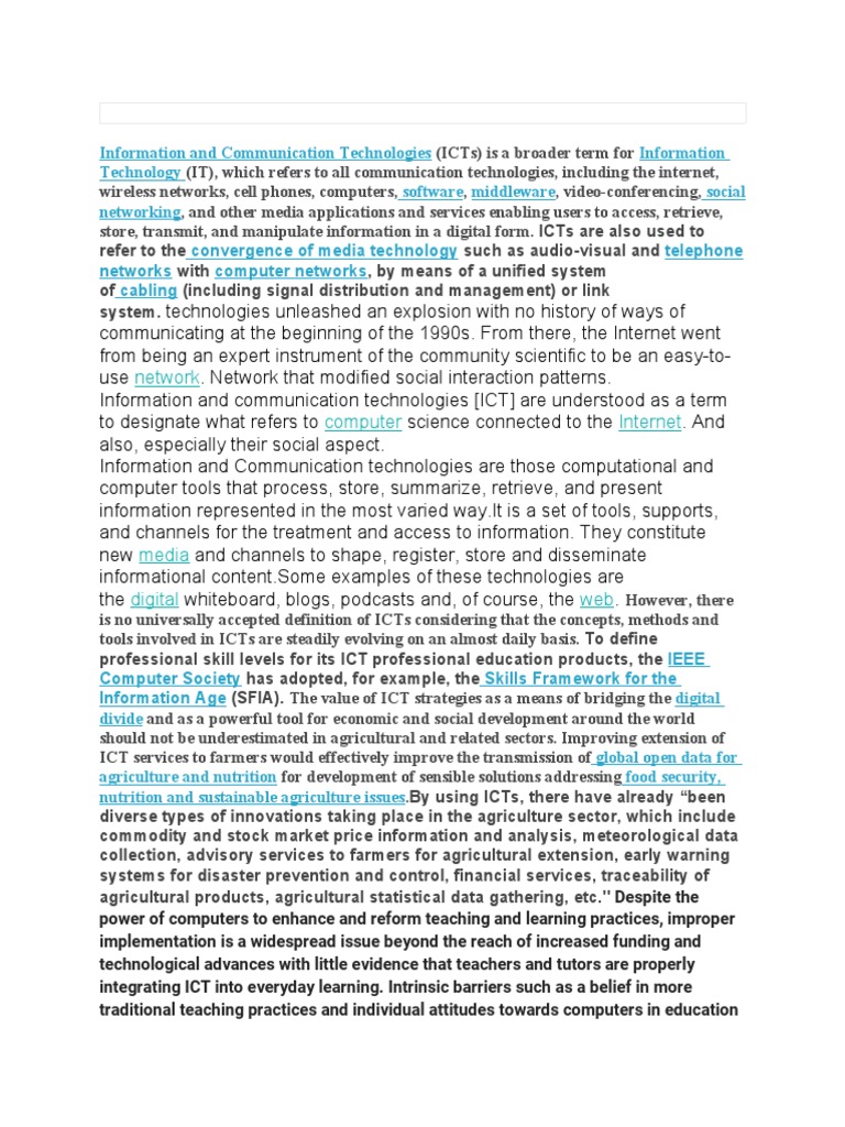 Document Explaination in Ict | PDF | Information And Communications ...