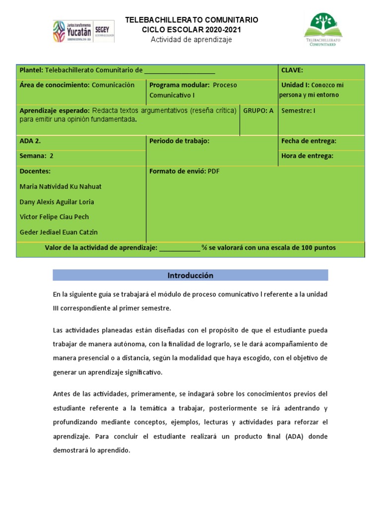 Unidad 3 - Semana 2 - Ada 2 | PDF | Autor