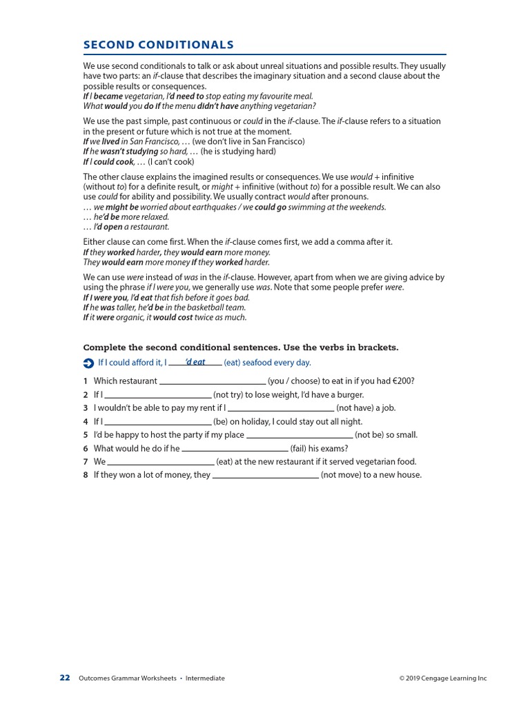 Second Conditionals: If I Could Afford It, I (Eat) Seafood Every Day ...