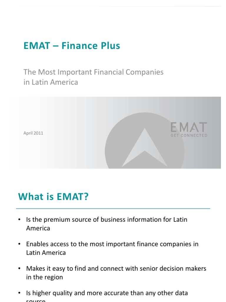 EMAT Finance Plus Presentation | PDF | Economies | Information Technology