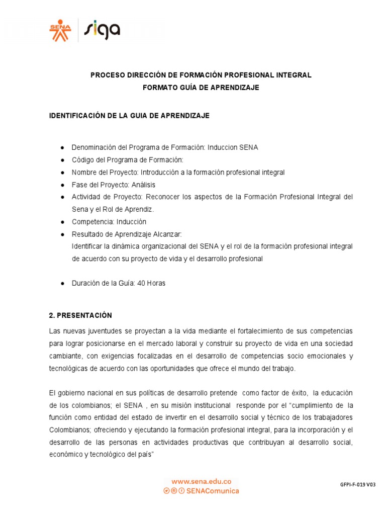 Gfpi-F-019 Guia de Aprendizaje Inducción 2020-2021 | PDF | Evaluación | Aprendizaje