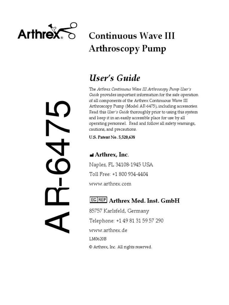 Manual - For - Enas - Ar - Ar6475 Bomba Irrigación Arthrex | PDF | Pump ...