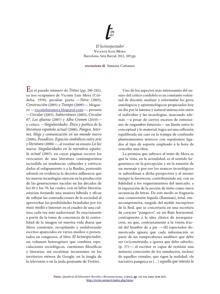 Vicente Luis Mora Quotel Lectoespectadorquot PDF Free | PDF Vicente Luis Mora Quotel Lectoespectadorquot PDF Free | PDF