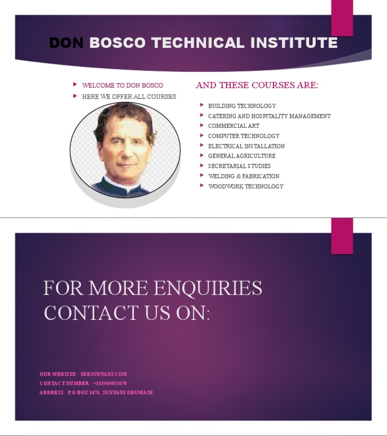 Courses at Don Bosco Technical Institute | PDF