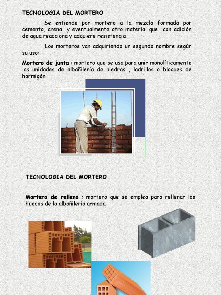 Tipos y Ensayos del Mortero en Construcción | PDF