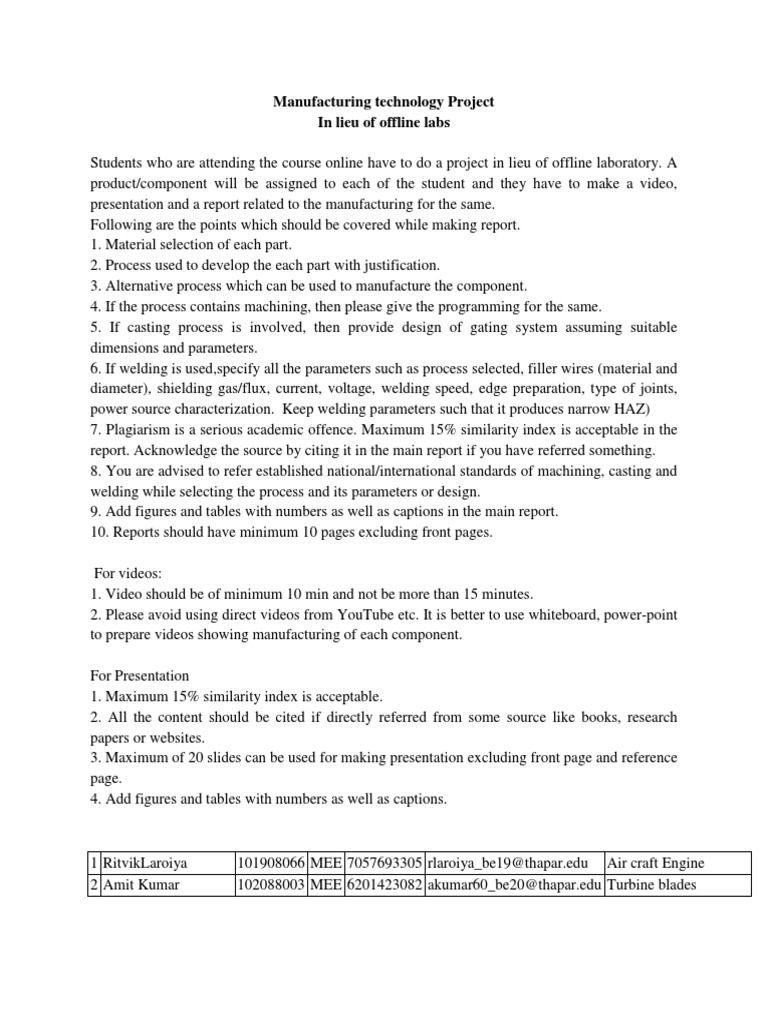 Manufacturing Technology Project | PDF | Welding | Construction