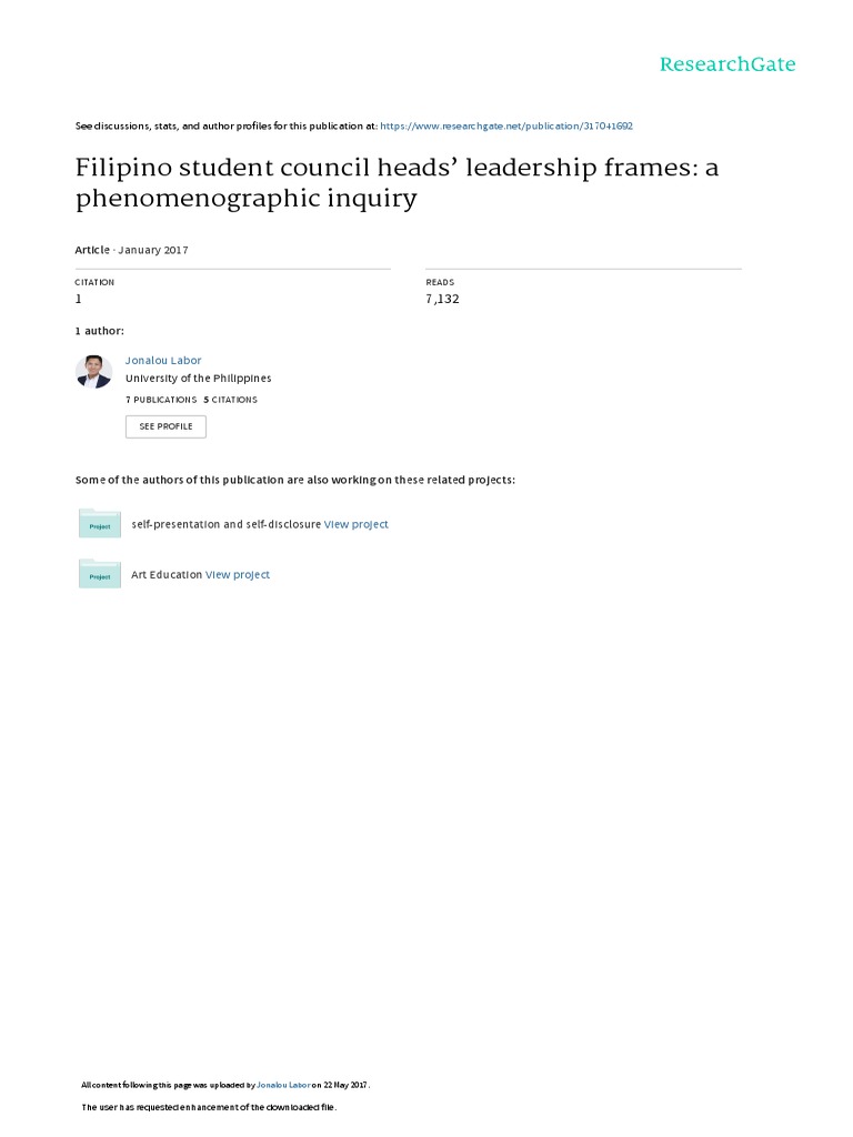 Filipino Student Leaders' Perspectives | PDF | Leadership | Reality