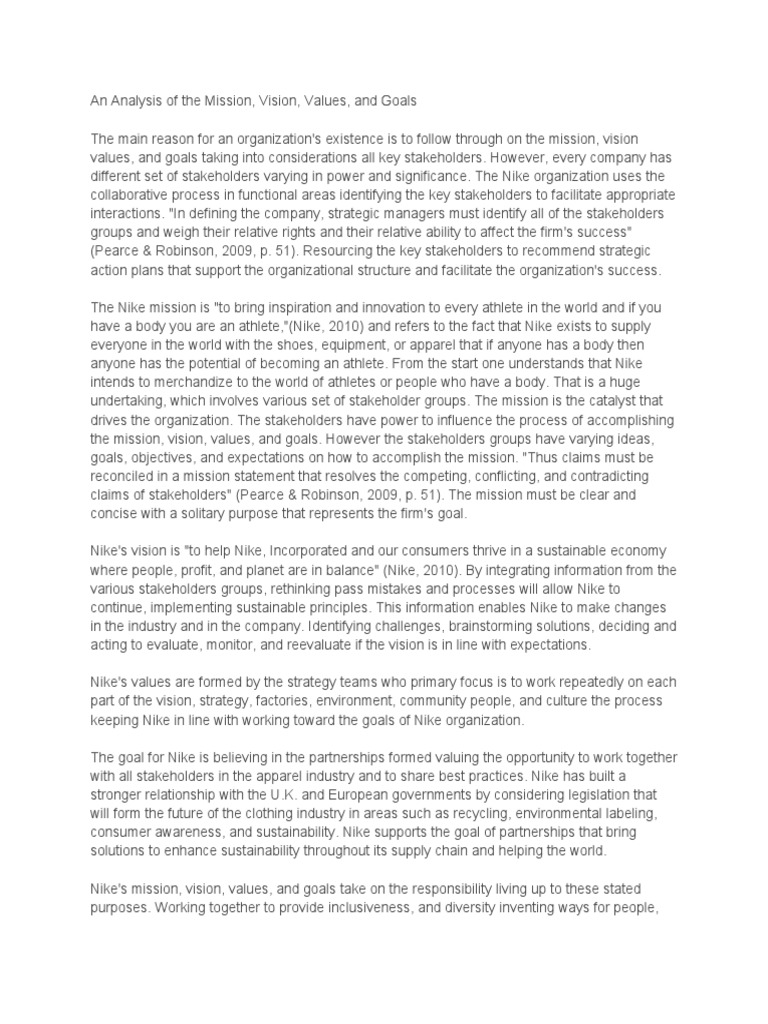 Nike's Mission and Vision Statement | PDF | E Commerce | Nike