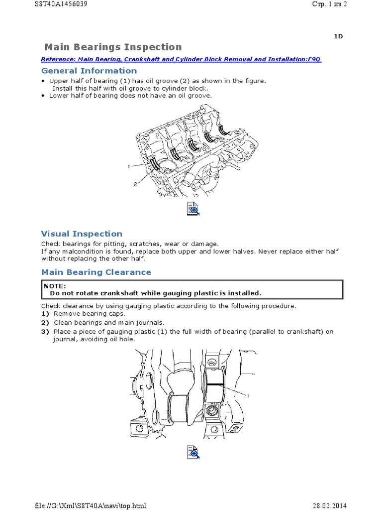 Main Bearings Inspection: General Information | PDF