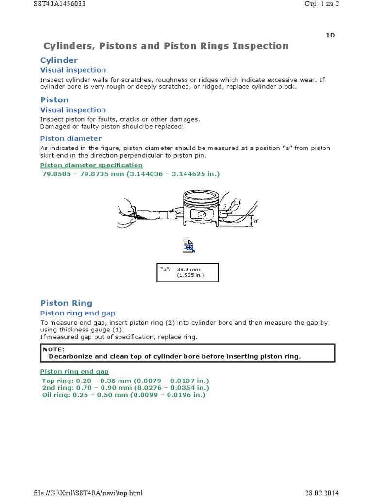 Cylinders, Pistons and Piston Rings Inspection: Cylinder | PDF
