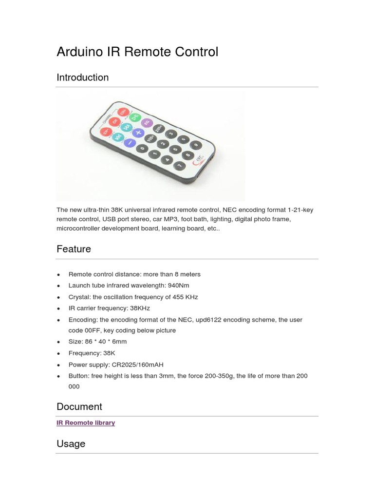 IR Remote Control | PDF