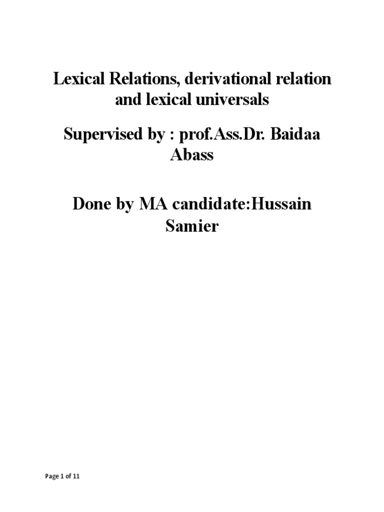 Types of Lexical Relations Explained | PDF | Lexicon | Verb
