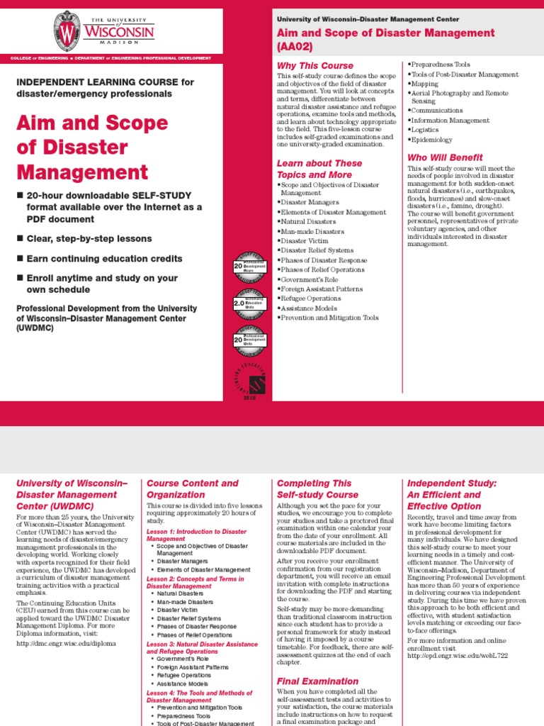 Aim and Scope of Disaster Management (AA02) | PDF | Emergency ...